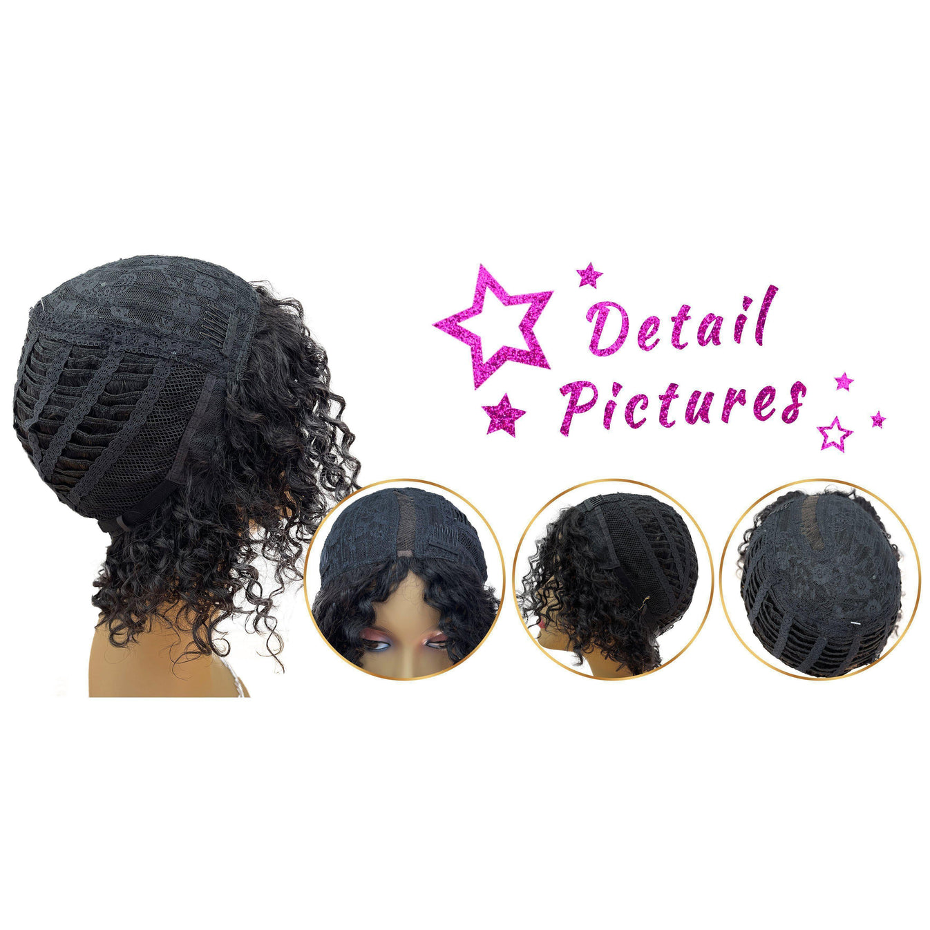 100% Human Hair Center Part Lace Wig, Curly Bob - Beautyhairworld ...
